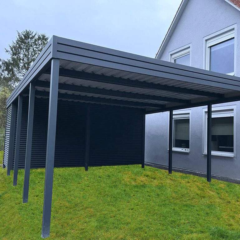 Metall Carport Mit Schuppen Modern